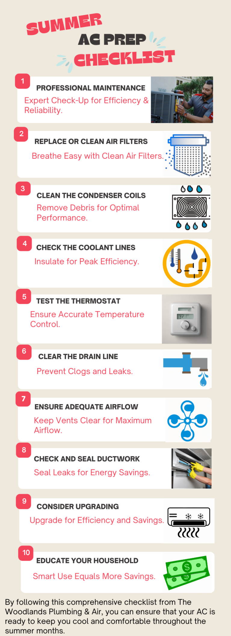 Prepare Your AC for Summer [Checklist] - Woodlands Plumbing & Air